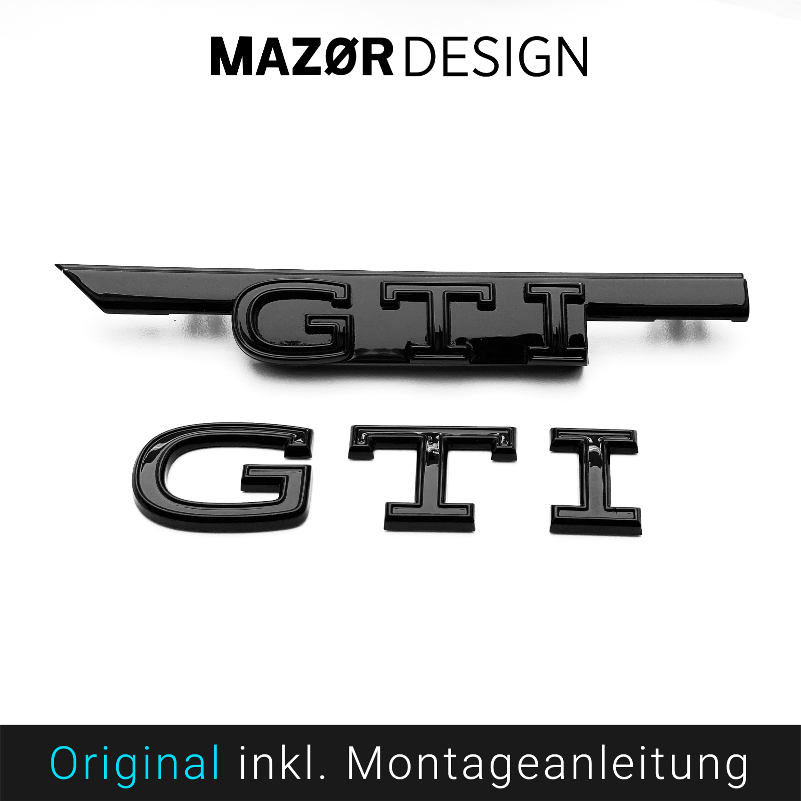 VW Golf 8 - GTI Emblem Vorne & Hinten Schwarz Glanz